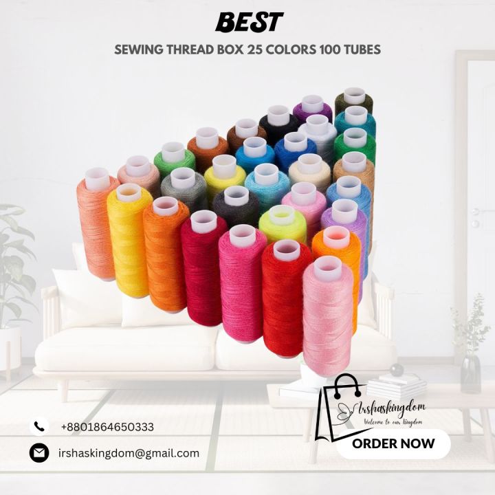 Sewing Thread Box 25 colors 100 tubes | Daraz.com.bd