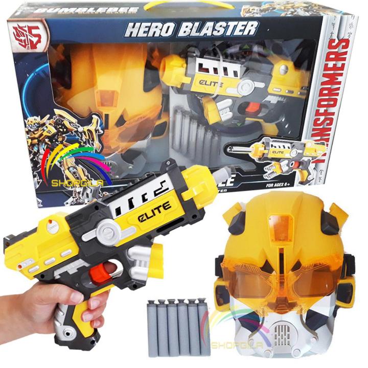 Nerf Soft Dart Blaster Toy Bumblebee Nerf Style Blaster with Mask Darts ...