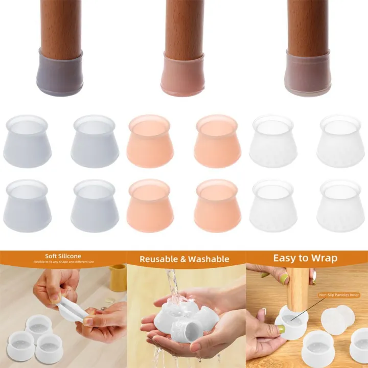 4 PCS Silicone Furniture Table Chair Leg Floor Feet Cap Cover Protector ...