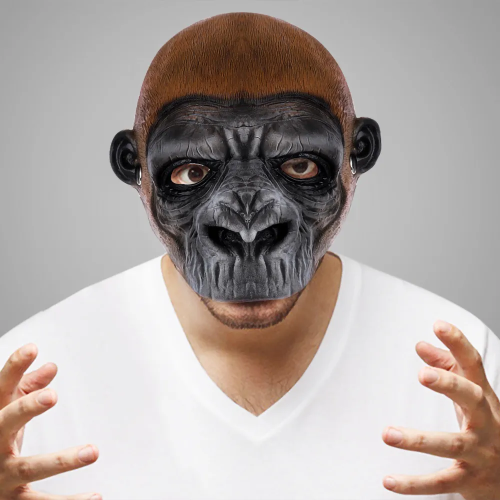 PU Foam Monkey Mask Realistic Animal Half Face Mask Halloween ...