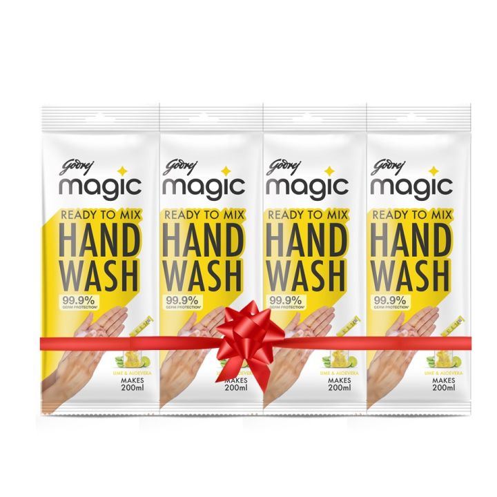 Godrej Magic Handwash Refill (Pack of 4) 9 gm - Lime Aloe Vera (Makes ...