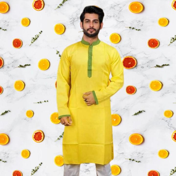 Yellow Cotton Exclusive Long Sleeve Panjabi for Men | Daraz.com.bd