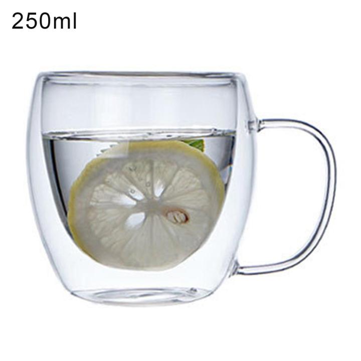 Glass Cup Tasteless Heat Insulation Clear Double Layers Mug with Handle for Home | Daraz.com.bd