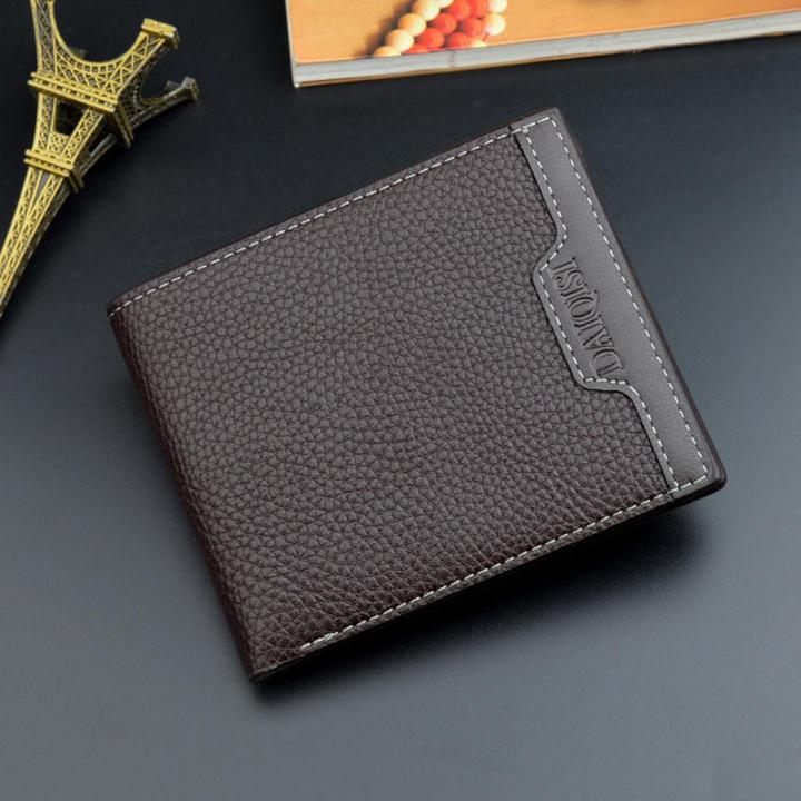 Men Multi Card Holder with PU Leather Lychee Pattern Soft Purse Trendy ...