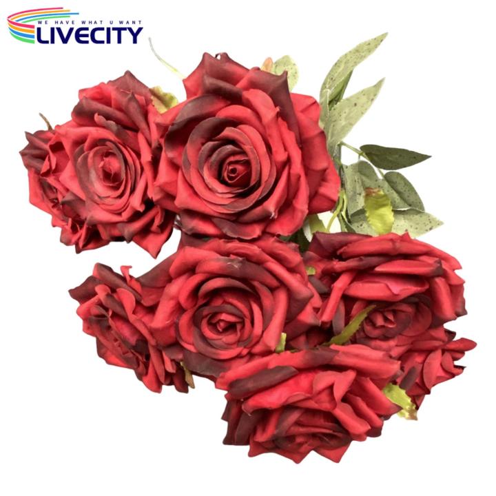 Fake Flower Fine Workmanship Home Decorative 9 Head Simulated Rose ...