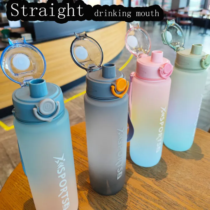 1 Liter Water Bottle with Straw Female Girls Large Portable Travel ...