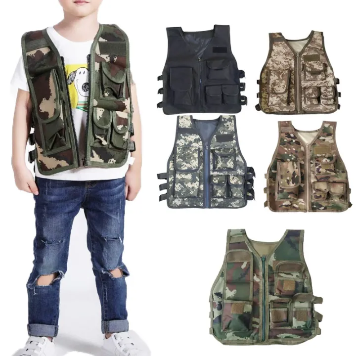 Kids Army Tactical Vest Military Hunting Combat Bulletproof Uniform ...