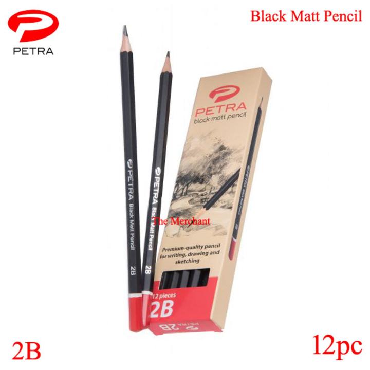 Petra Black Matt Pencil - 2B - 12pc | Daraz.com.bd