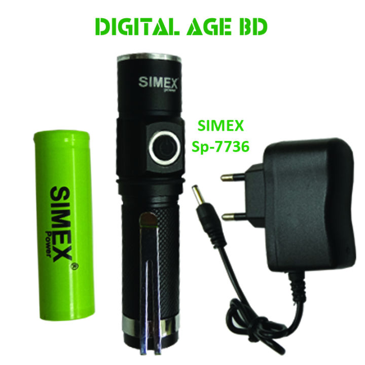 SIMEX Power Sp-7736 Rechargeable LED flashlight Hyper bright Cool White ...
