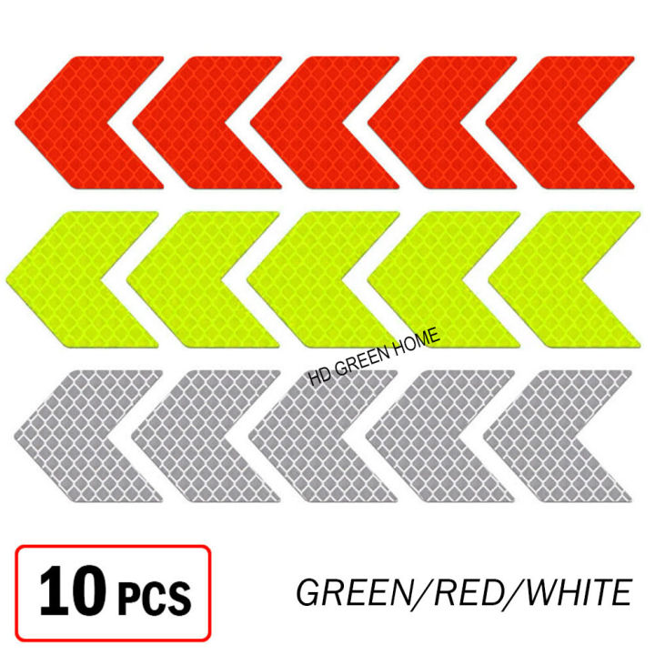 10 pcs x Arrow Reflective Sticker Car Bumper Safety Reflective Stickers ...