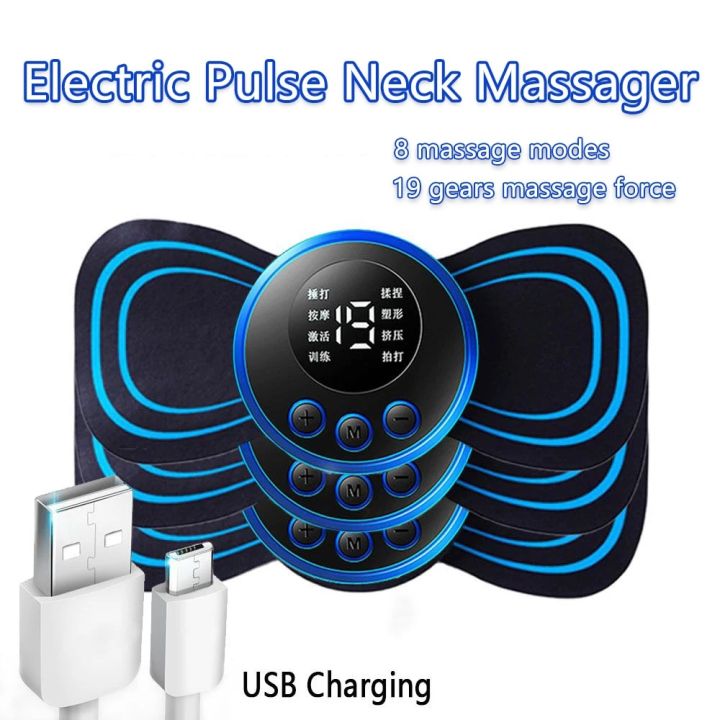 8 Modes 19 Gears Electric Pulse Neck Massager Cervical Back Muscle ...