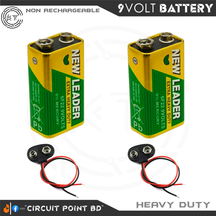 9V Battery with Connector (2 Battery and 2 connector) Extra Heavy Duty ...