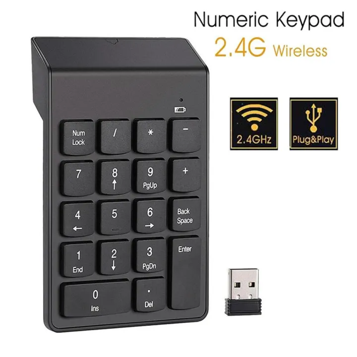 【happy one】Portable 18Keys Wireless Numeric Keypad 2.4G Mini USB 18 ...
