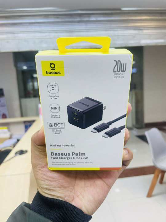Baseus Charger Palm Series 20W Dual Output PD Fast Charger 1X USB A 1x ...
