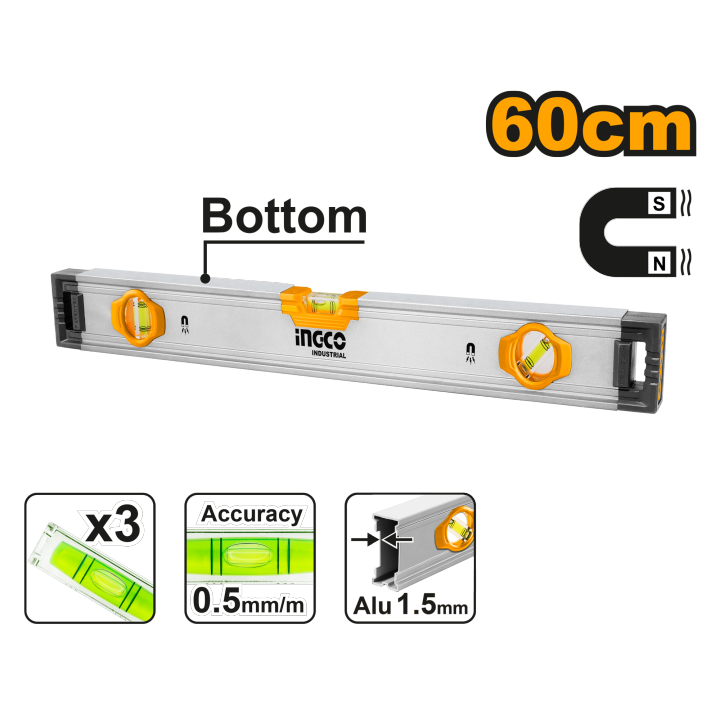 SPIRIT LEVEL WITH POWERFUL MAGNETS-60CM-INGCO HSL38060M | Daraz.com.bd