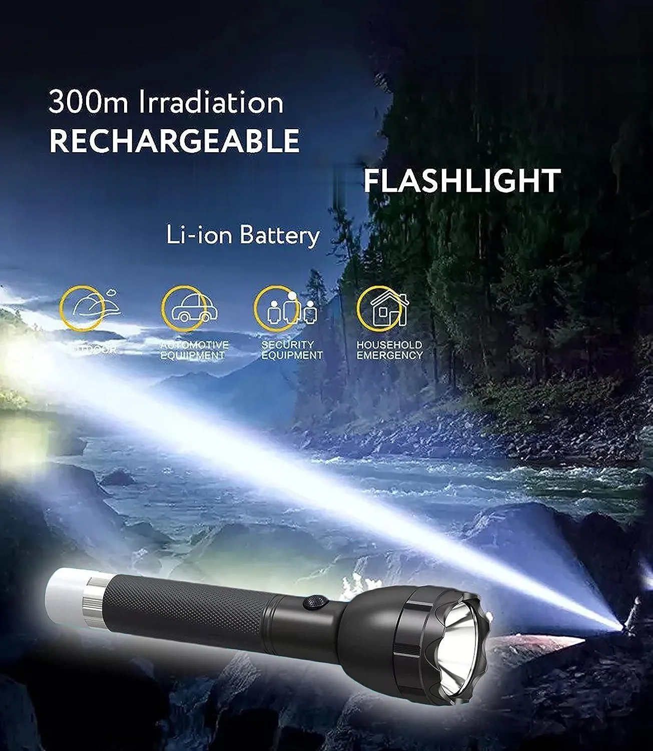 Long Range High Power Led Torch Light With Battery Charging Indicator ...