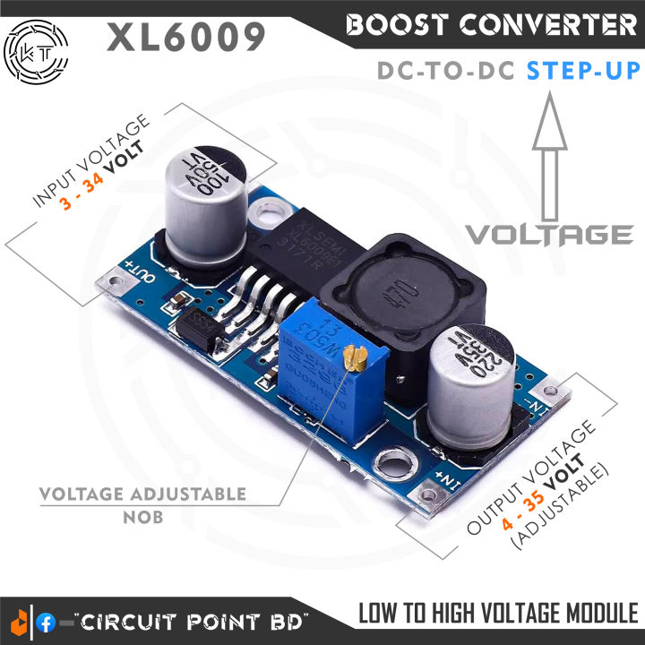 XL6009 DC-DC Boost Converter DC-DC Adjustable Step-Up Voltage Module Input 3-34 Volt and Output ...