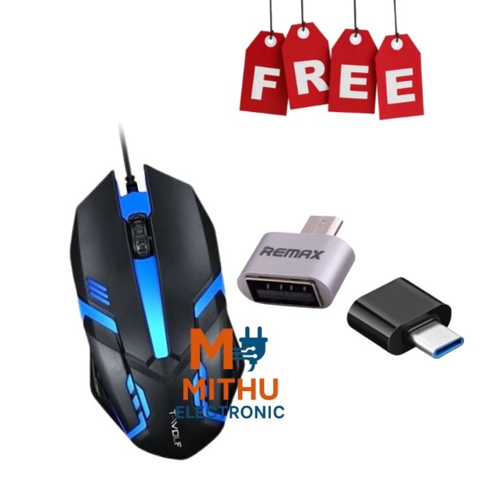 RGB GAMING MOUSE WITH 2 PICE OTG FREE AND ANY WORK | Daraz.com.bd