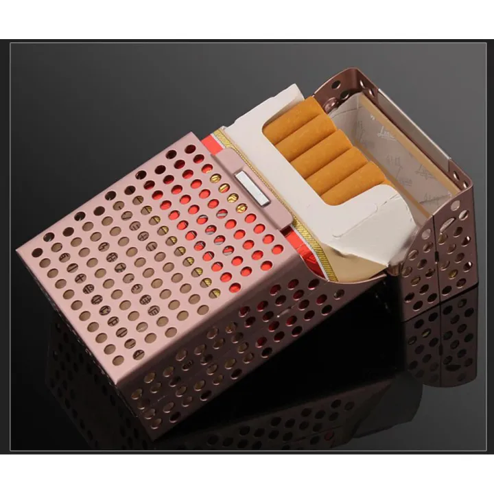 Hold 20 Cigaretes Metal Cigarete Case Creative Hollow Flip Cover ...