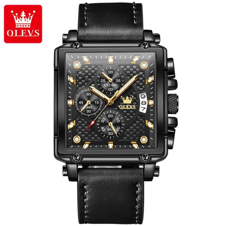 OLEVS 9925 Luxury Fashion Men Watches Sport square Big Quartz - Watch ...
