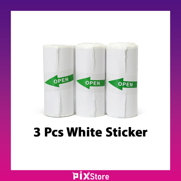 3 roll/3 pc sticker paper rolls for thermal printing 57x30mm mini ...