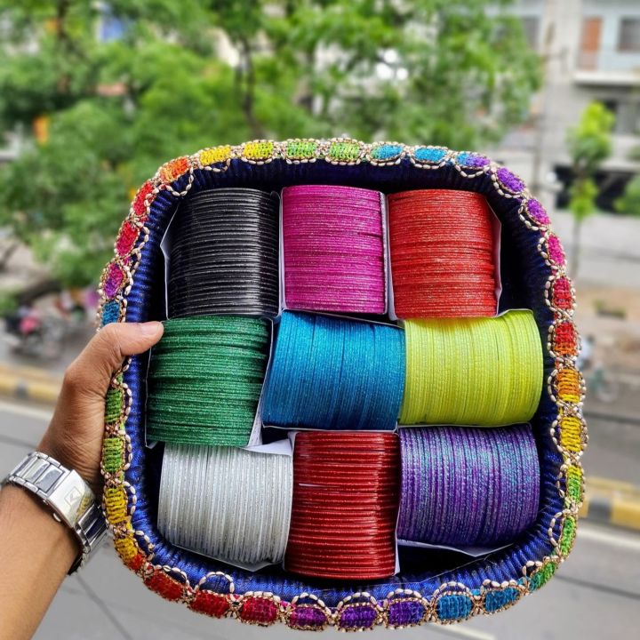 glita kacher churi rainbow velvet 9 set 18 dozon box with dala | Daraz ...