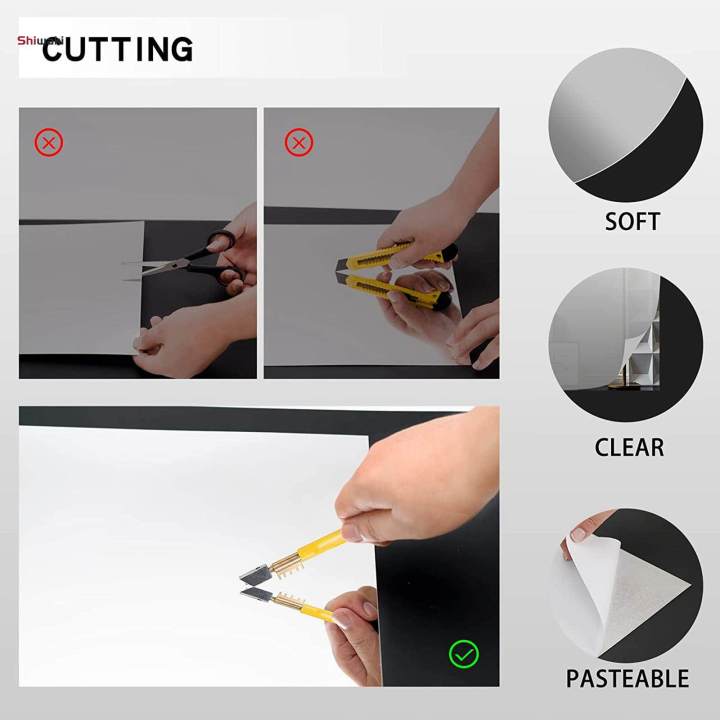 4x Square Wall Mirror Tiles Sticky Frameless Full Length Mirror Acrylic ...