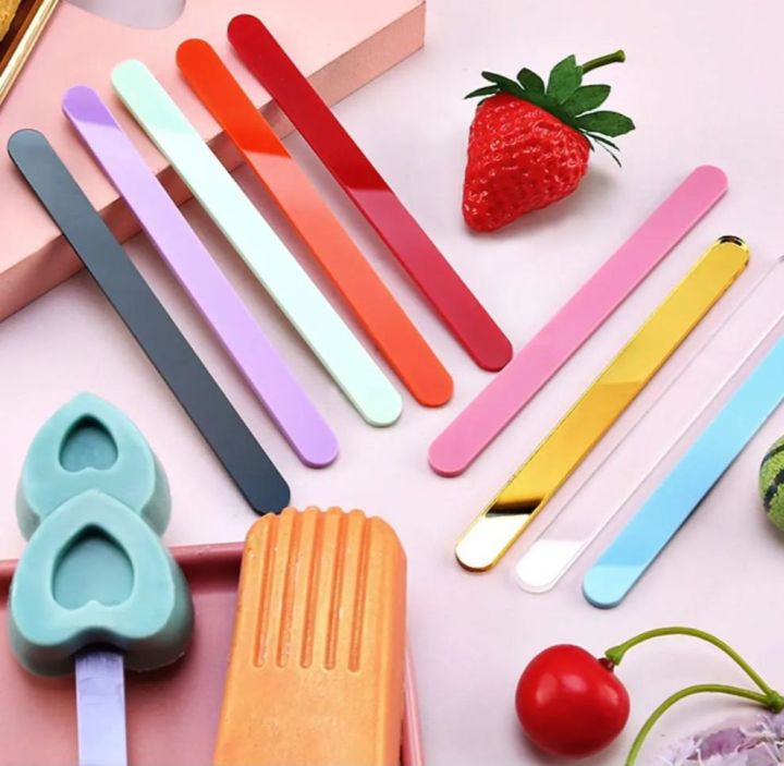 Red color ice cream stick 100pcs 4inch High Quality Perfect for Making ...