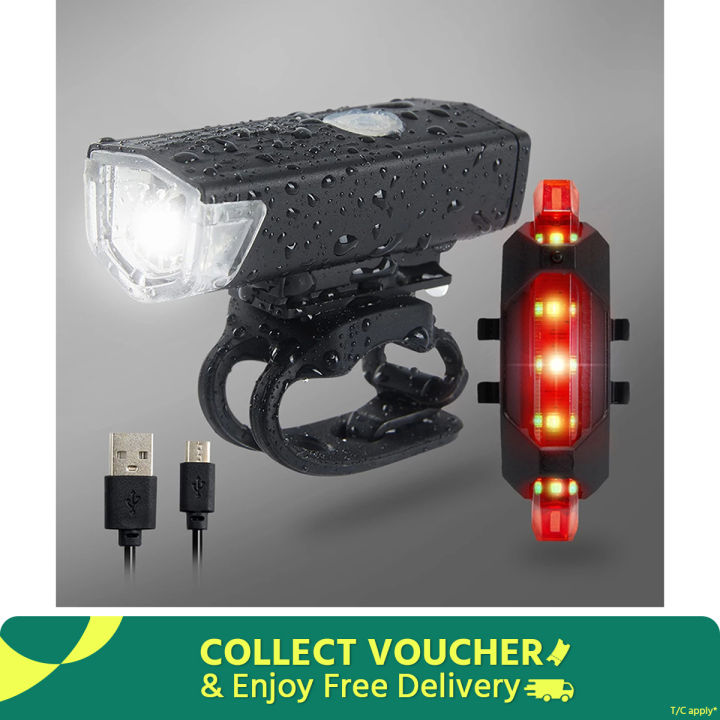 Bike Bicycle Light USB LED Rechargeable Set MTB Road Bike Front Back ...