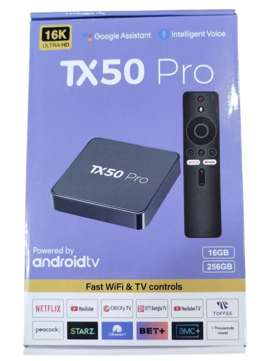 TX50 Pro 16K Ultra HD Smart Android TV Box with Voice Control Remote ...