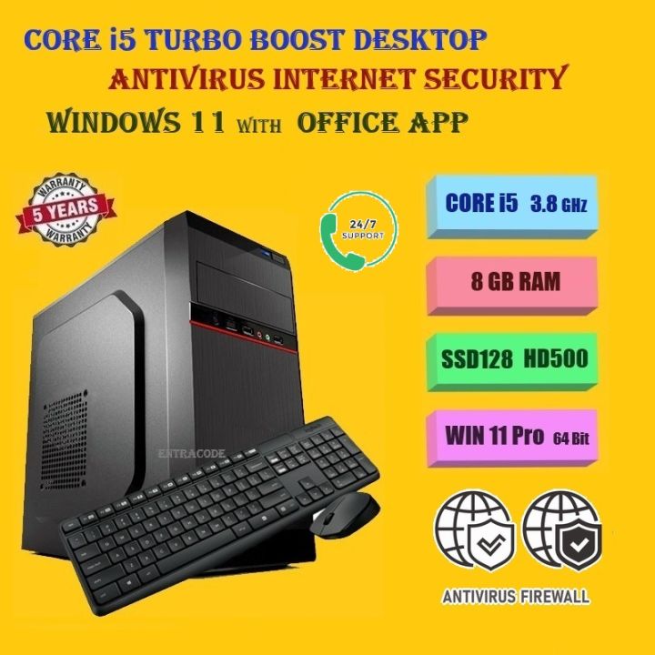 All New Desktop Intel Core i5,CPU with 8GB RAM 128GB SSD 500GB HDD including Windows 11 Gaming ...