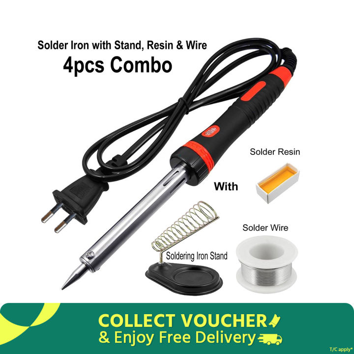 Soldering Iron 4pcs Combo Pack (Soldering Iron 60 Watt, Soldering Wire ...