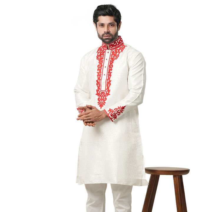 Red and white panjabi for men new collection 2024 eid | Indian katan ...