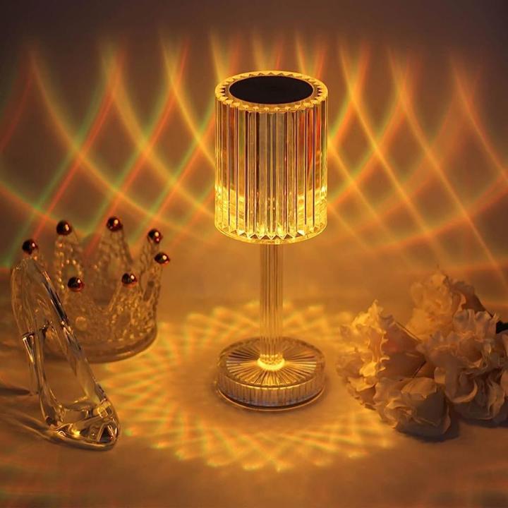 RGB Led Rechargeable Acrylic Crystal Diamond Table Lamp with 16 Colors ...