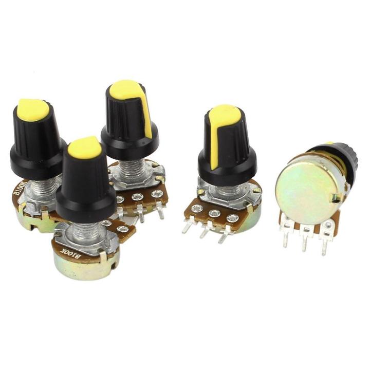 Durable 5 Piece 100K Ohm 3 Terminals Linear Taper Rotary Audio B Type ...