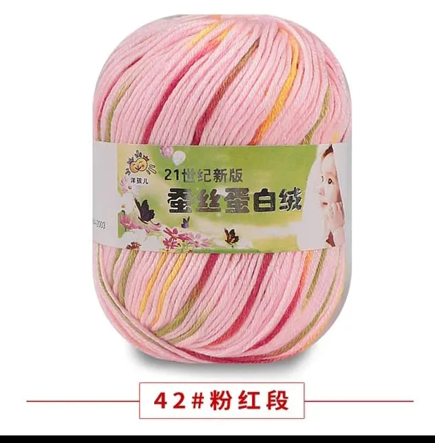 Mixed Color Needlecraft Fibroin Wool Yarn Smooth Worsted Soft Silk Baby ...