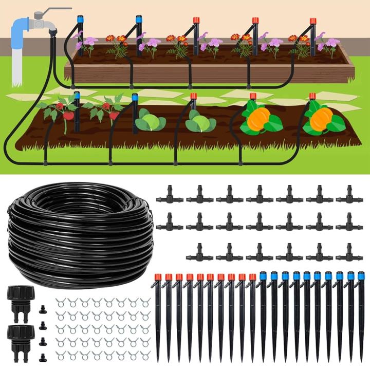 Drip Irrigation System 20m Water Hose 4/7mm 20 nozel Micro Drip ...