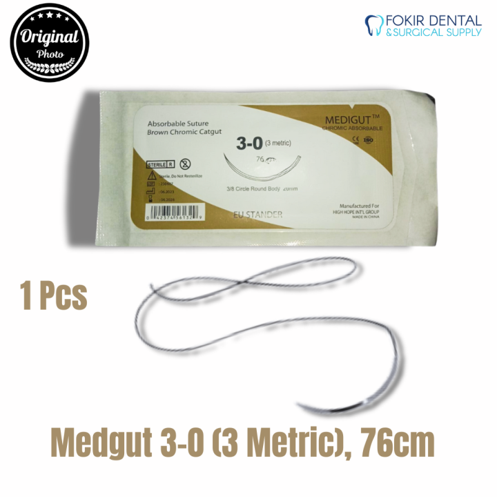 1 Pcs Absorbable Suture Brown chromic Catgut – Medgut 3-0 (3 Metric ...