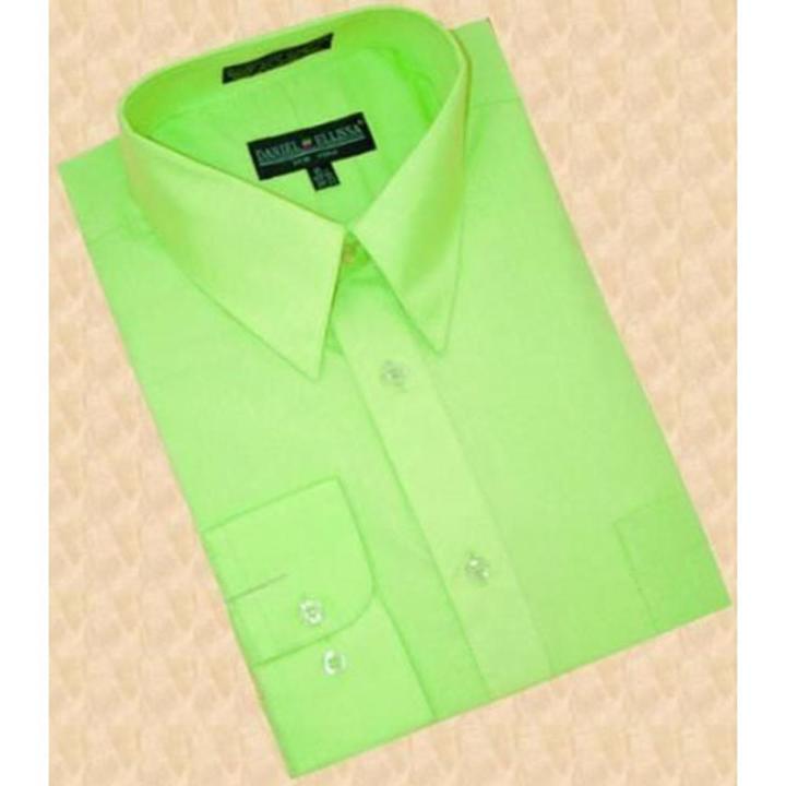 Stylish Regular Slim Fit Lemon Blank Cotton Long Sleeve Formal Shirt ...