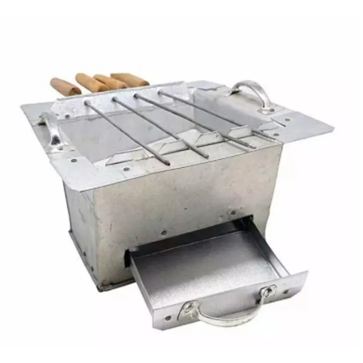 BBQ Grill Tin Made Maker with 5 stick - Silver | Daraz.com.bd