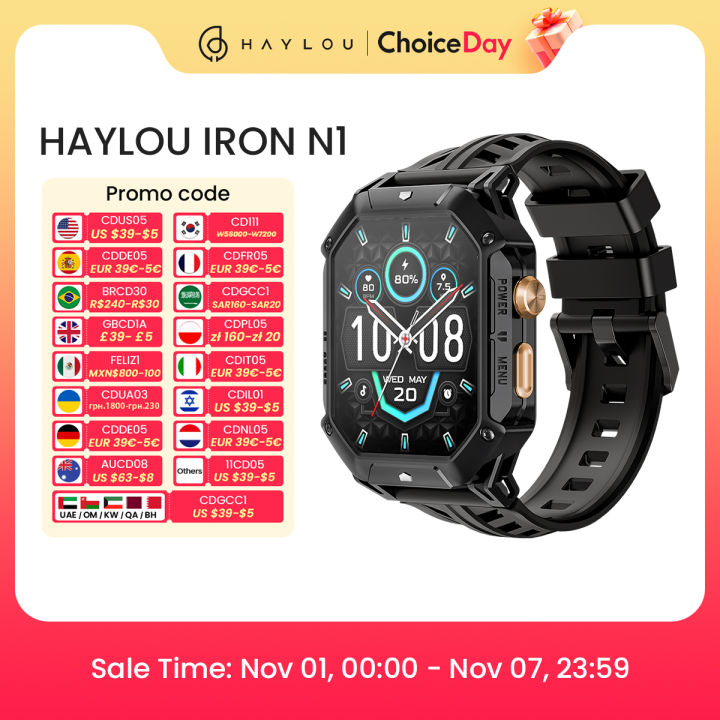 HAYLOU IRON N1 Smart Watch 2.13’’AMOLED Display 5ATM Waterproof ...