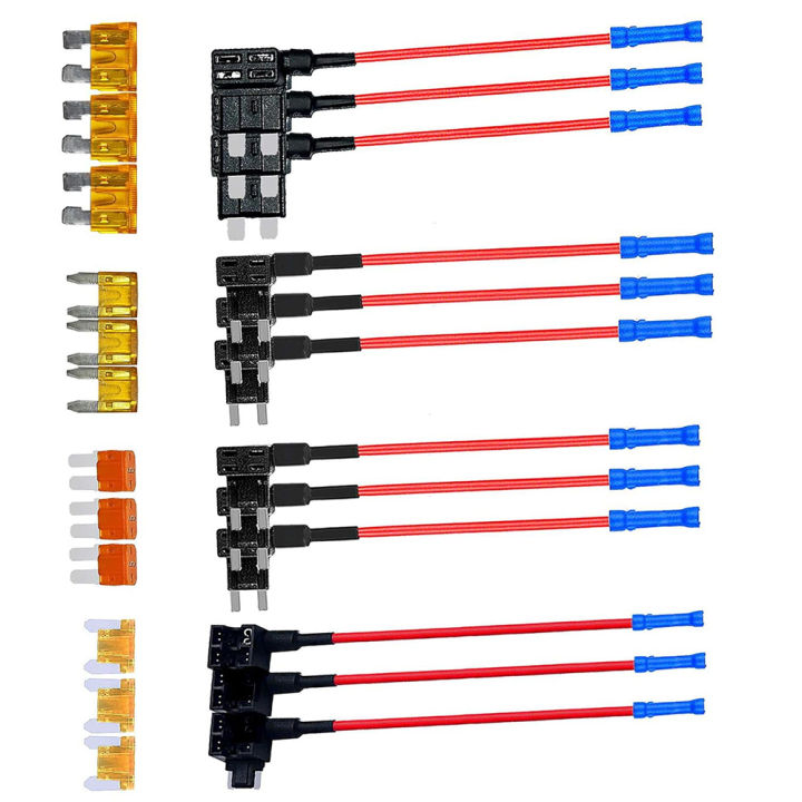 4 types of fuse taps -12V additional circuit adapter and fuse kit, with ...