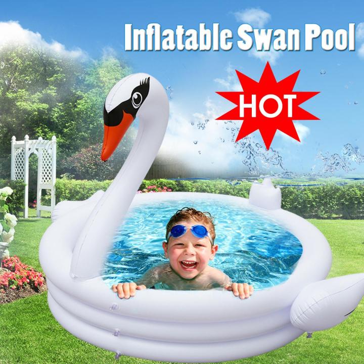 Practical 150 × 140 × 105cm Swan Inflatable Mega Pool Ride Floating ...