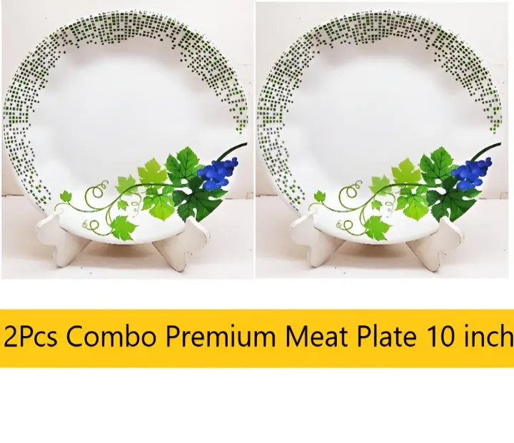 2 pieche Combo 10 inches Italiano Melamine Snowdrop Premium Meat Plate ...