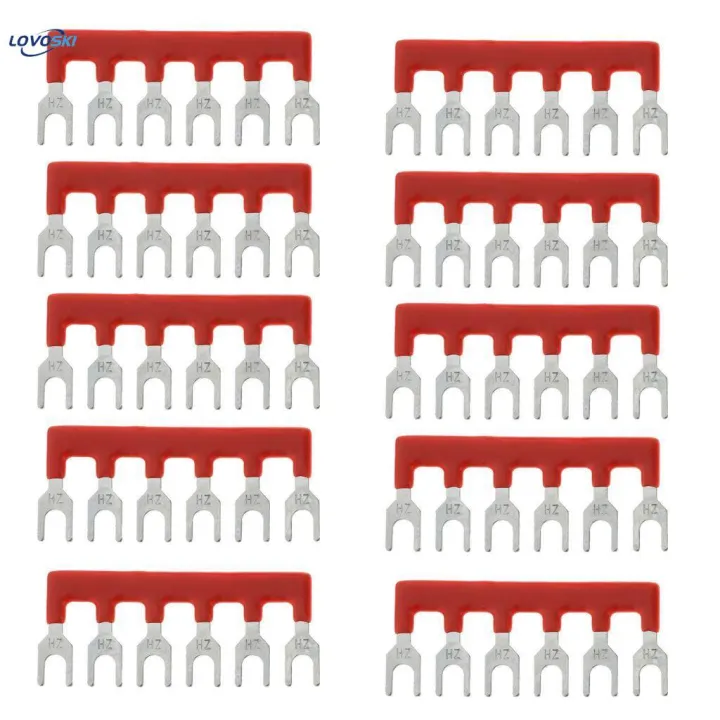 20 Pieces Pre Insulated Terminal Block Barrier Jumper Strip Fork 6 ...