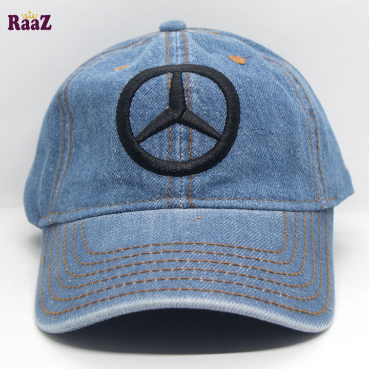 Mercedes Light Blue Denim Embroidery Logo Curved Visor Cap | Daraz.com.bd
