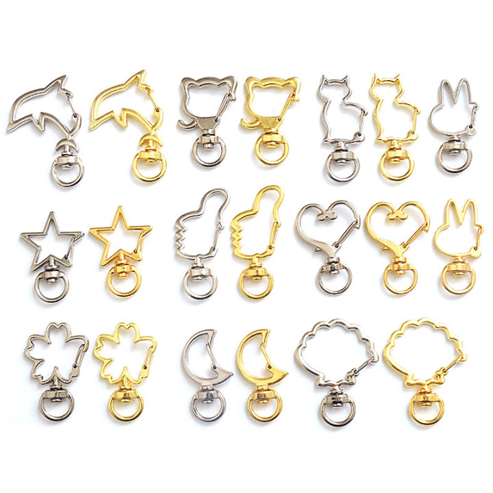 10PCS Cute Moon Star Heart Cat Animal Flower Hollow DIY Keychain ...