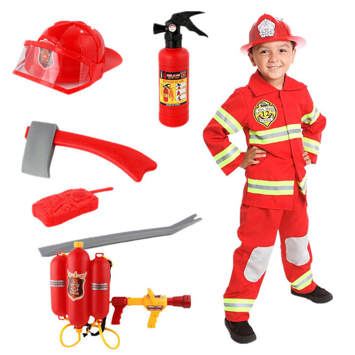 Kids Fireman Gear Firefighter Costume Construction Worker Costume Role ...