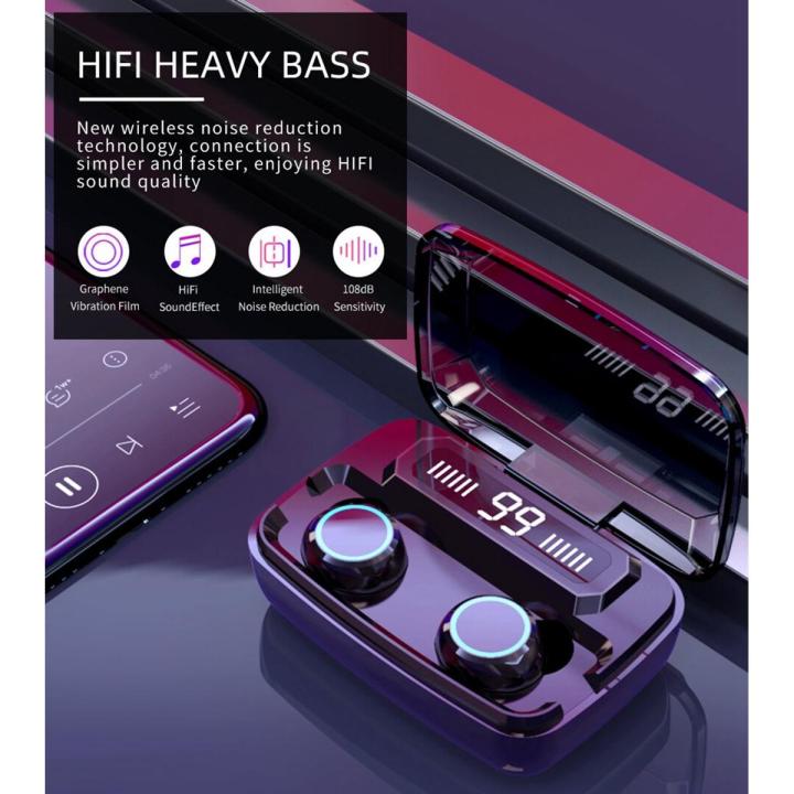 Bluetooth 5.0 Headphones M11 TWS Wireless Earbuds with LED Digital ...