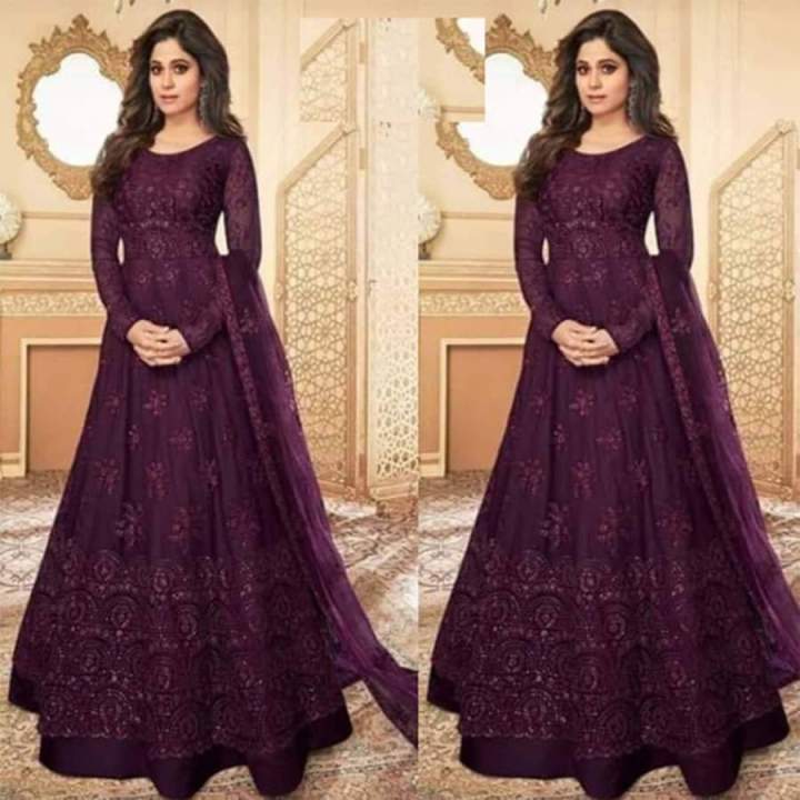 Exclusive Design Embroidered Semi-Stitched Dress With Work gown Indian ...